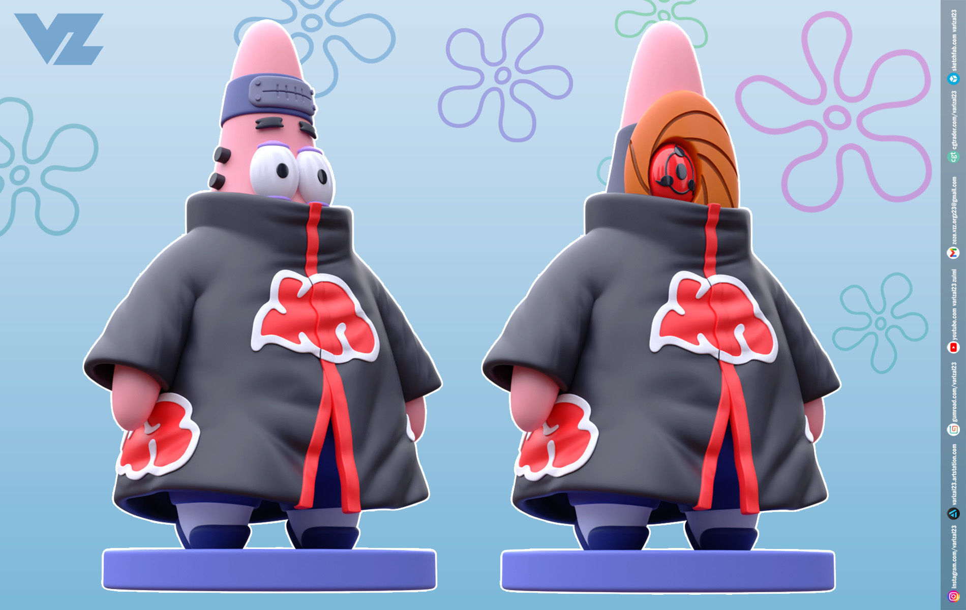 Patrick Star Akatsuki - 4 in 1 - SpongeBob SquarePants X Naruto 3D ...