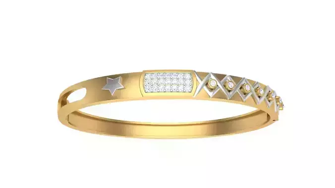 Bangles 3dm STL OBJ FBX Renders details gold bangle with diam... 3D ...