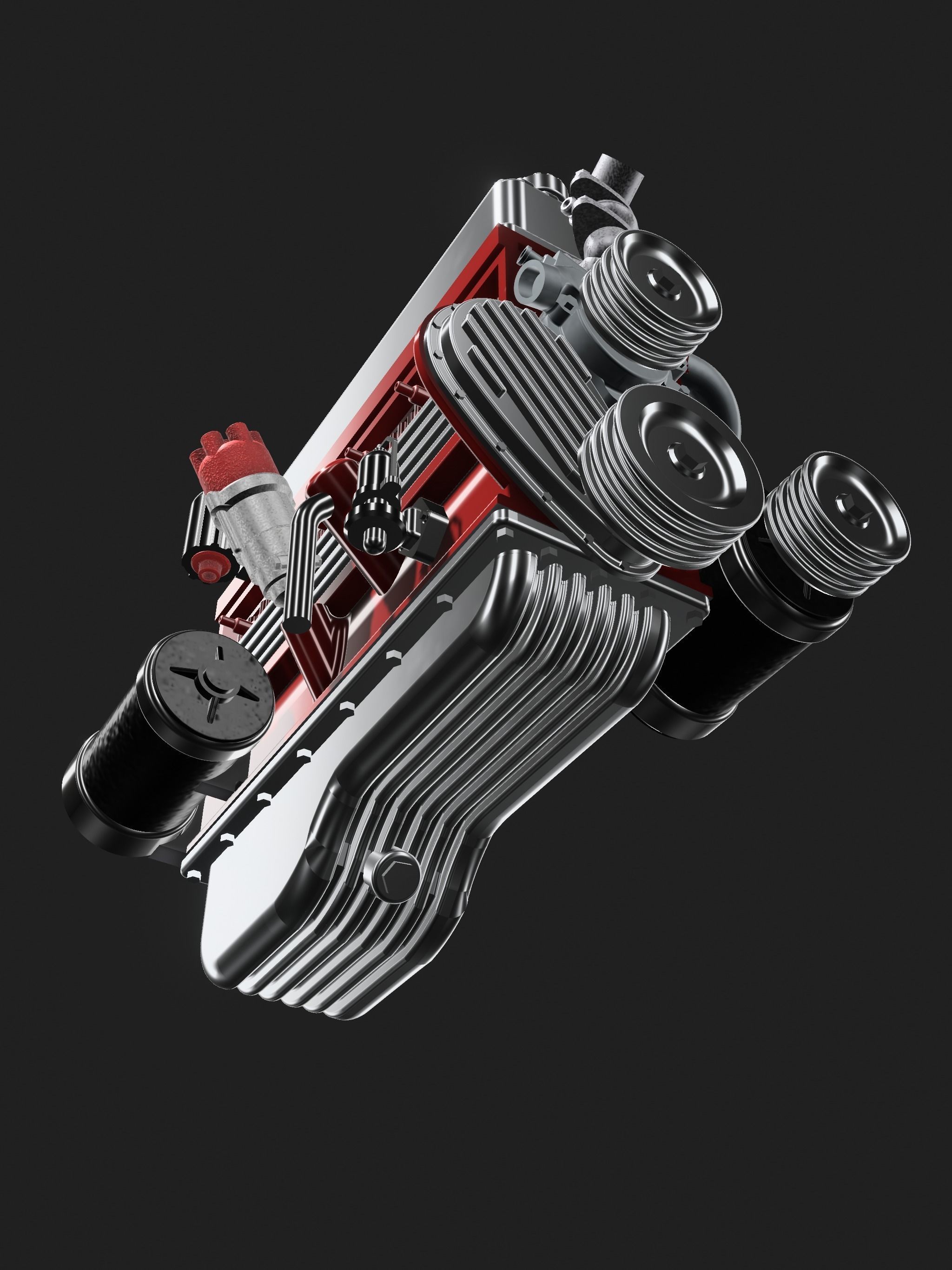 Chev 236 i6 Engine w upgrades N accessories Kustom 3D model 3D ...