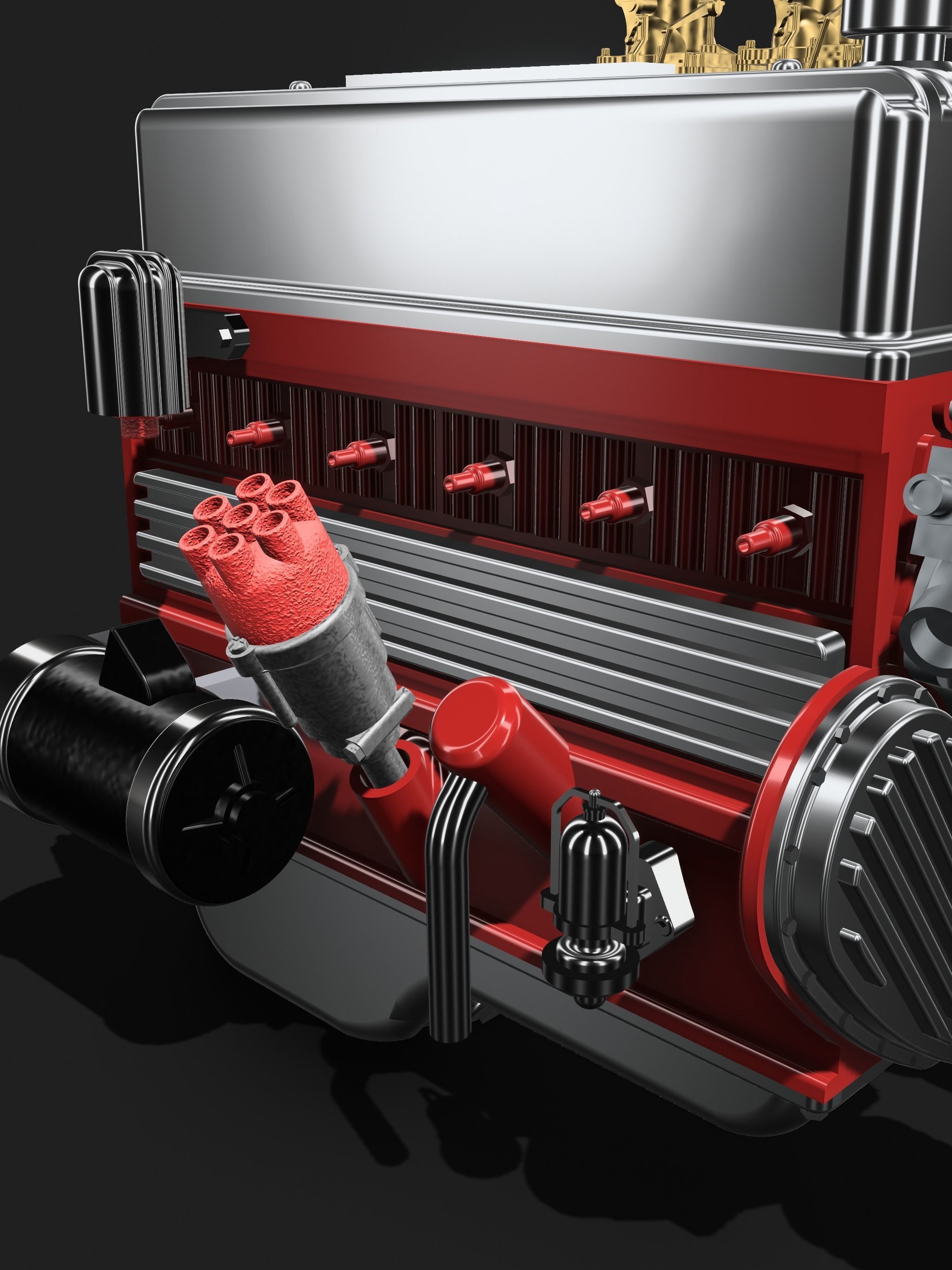 Chev 236 i6 Engine w upgrades N accessories Kustom 3D model 3D ...