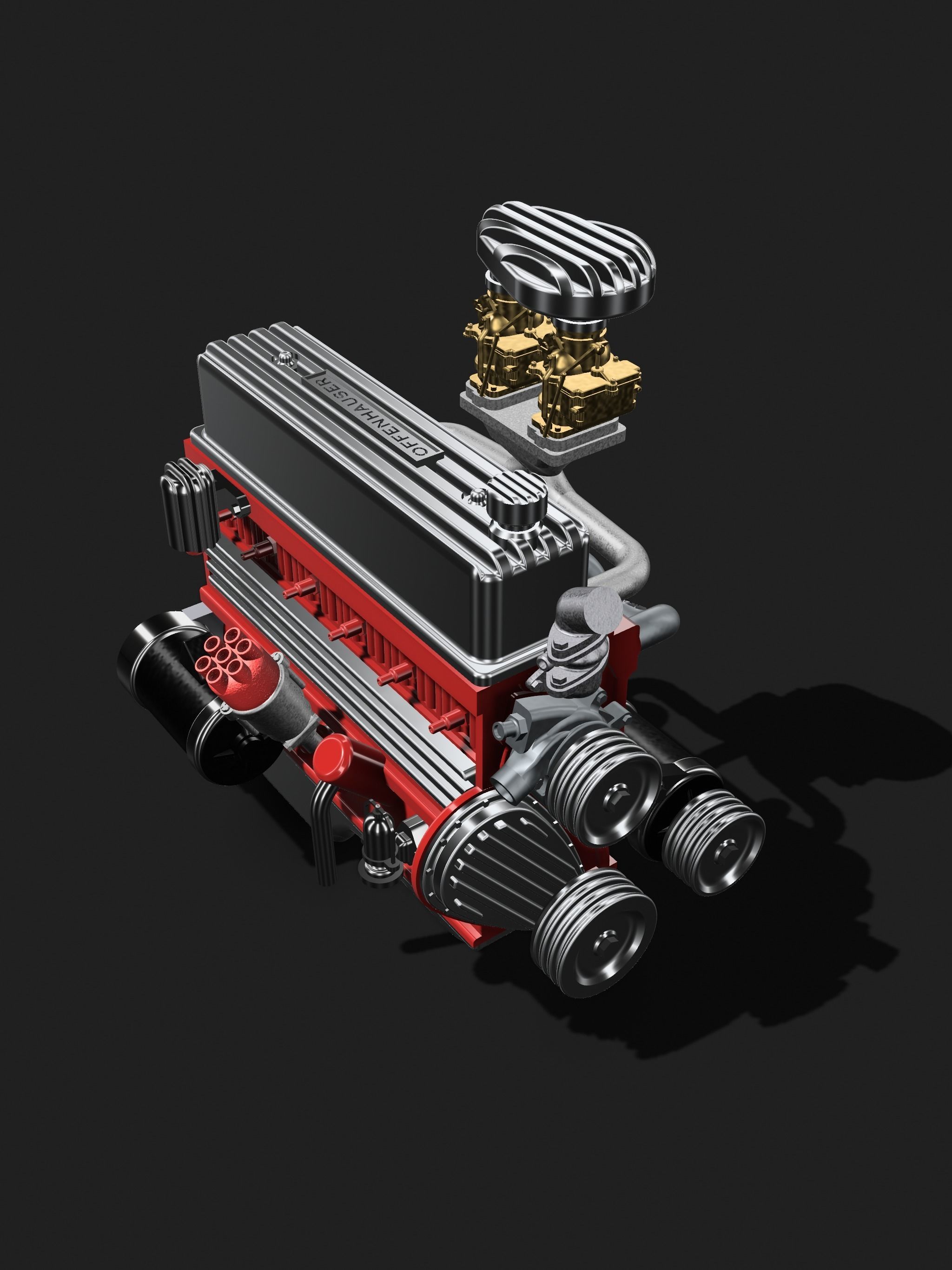 Chev 236 i6 Engine w upgrades N accessories Kustom 3D model 3D ...