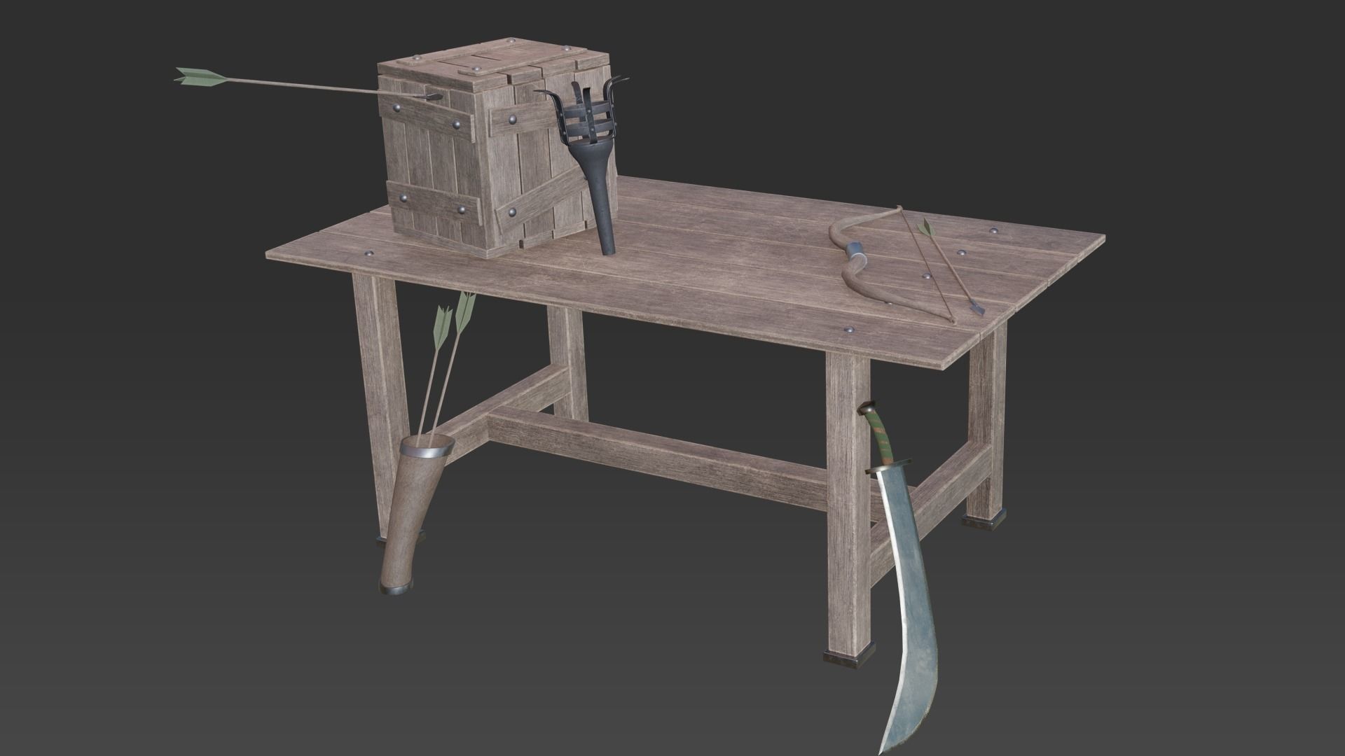 3D model 5 Medieval Probs with Texture -Sword-Table -Vol 01- Game Ready ...