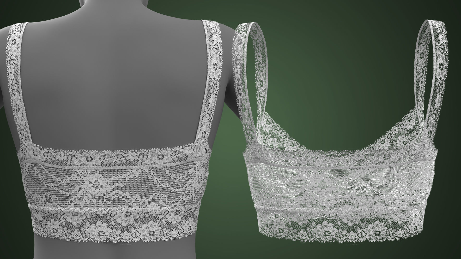 Lace Bra Fitted to Gen8 Body Mesh 3D model | CGTrader