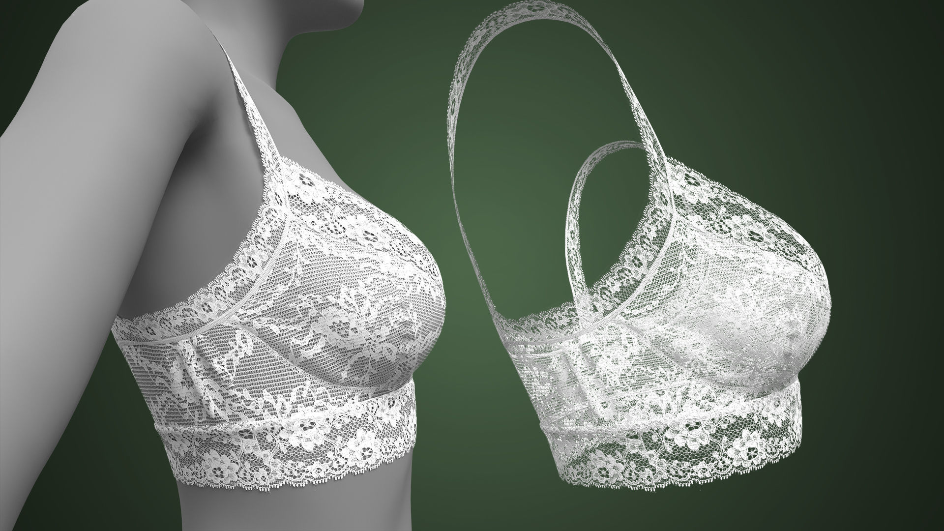 Lace Bra Fitted to Gen8 Body Mesh 3D model | CGTrader