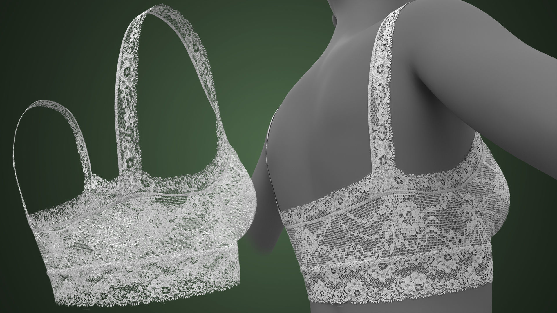 Lace Bra Fitted to Gen8 Body Mesh 3D model | CGTrader