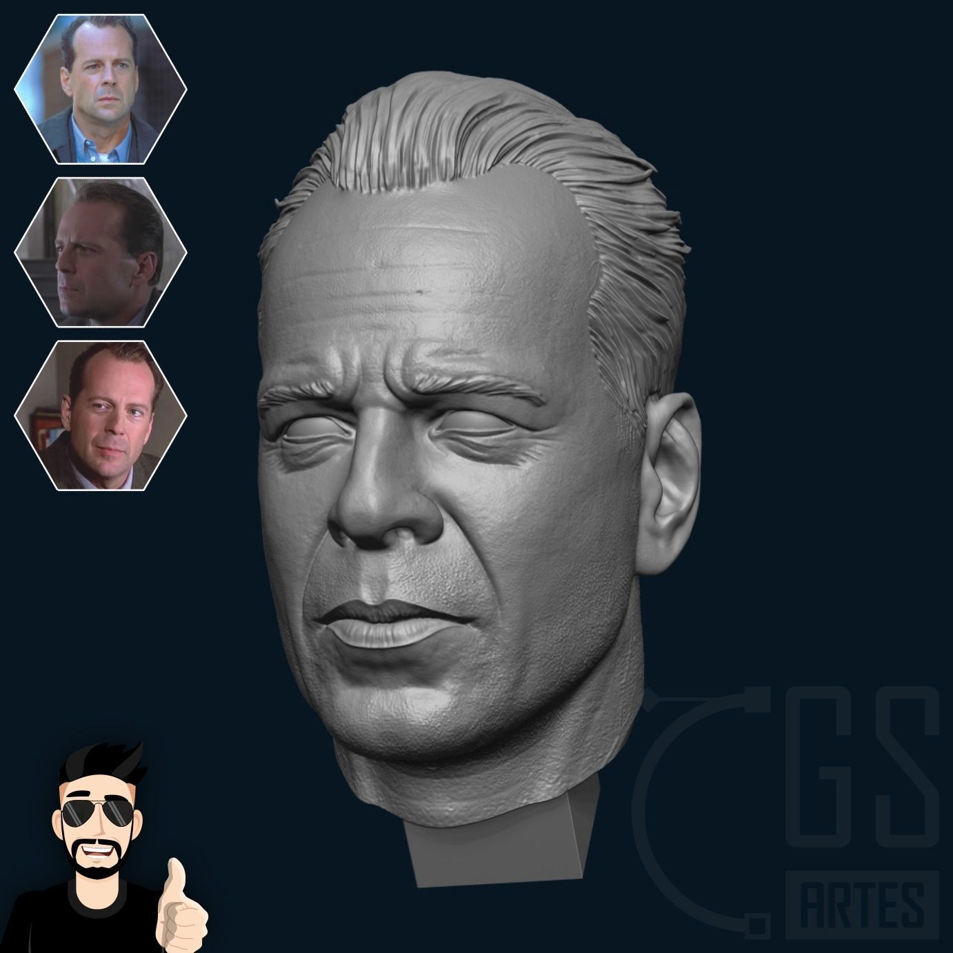 BRUCE WILLIS - MALCOLM CROWE - BUST 3D PRINT 3D model 3D printable ...