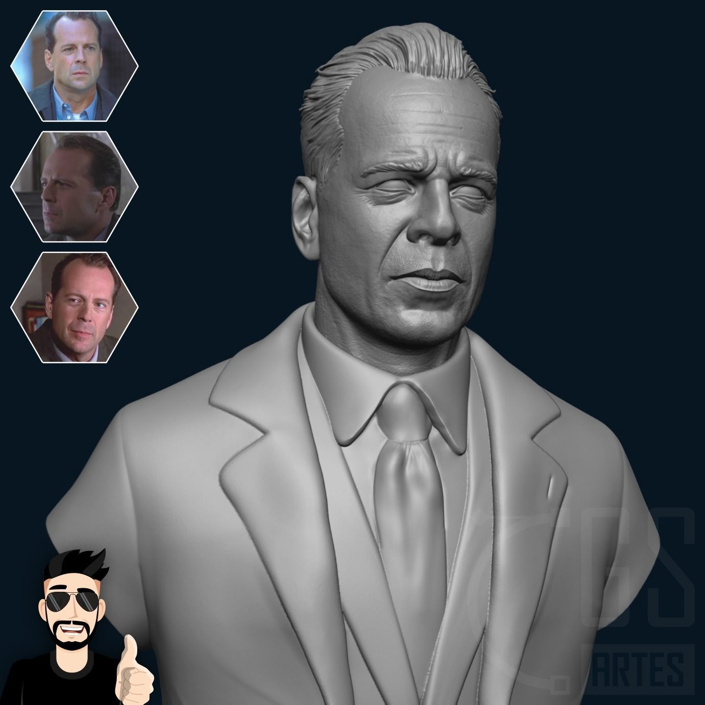BRUCE WILLIS - MALCOLM CROWE - BUST 3D PRINT 3D model 3D printable ...