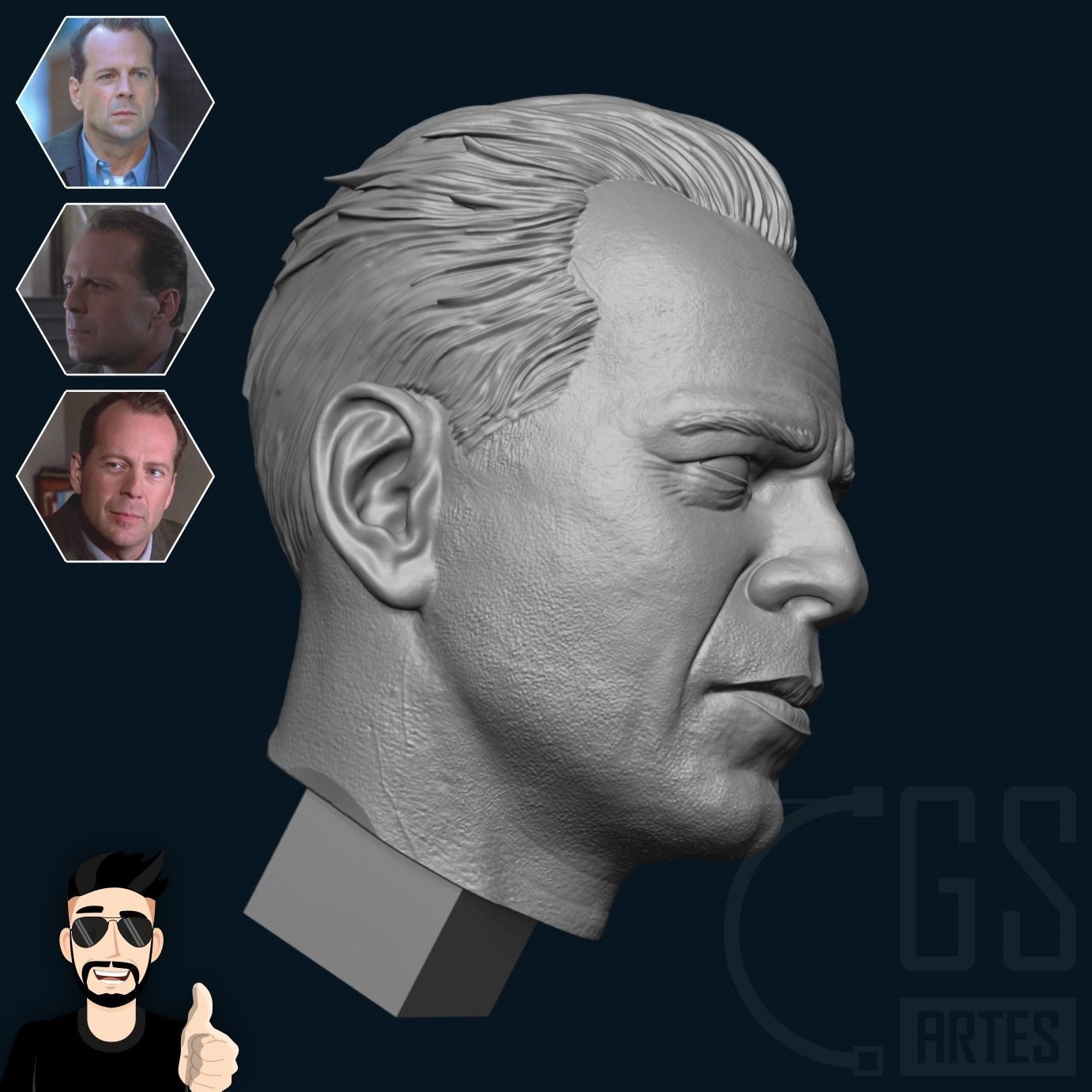 BRUCE WILLIS - MALCOLM CROWE - BUST 3D PRINT 3D model 3D printable | CGTrader