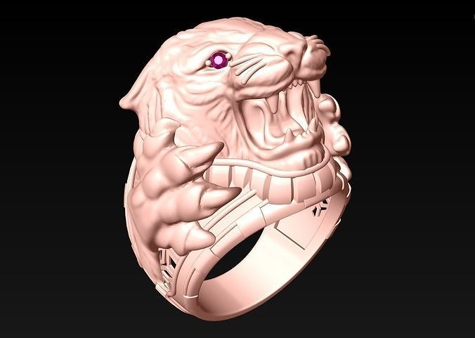 Tiger Rings - Mens rings - N1925 3D model 3D printable | CGTrader