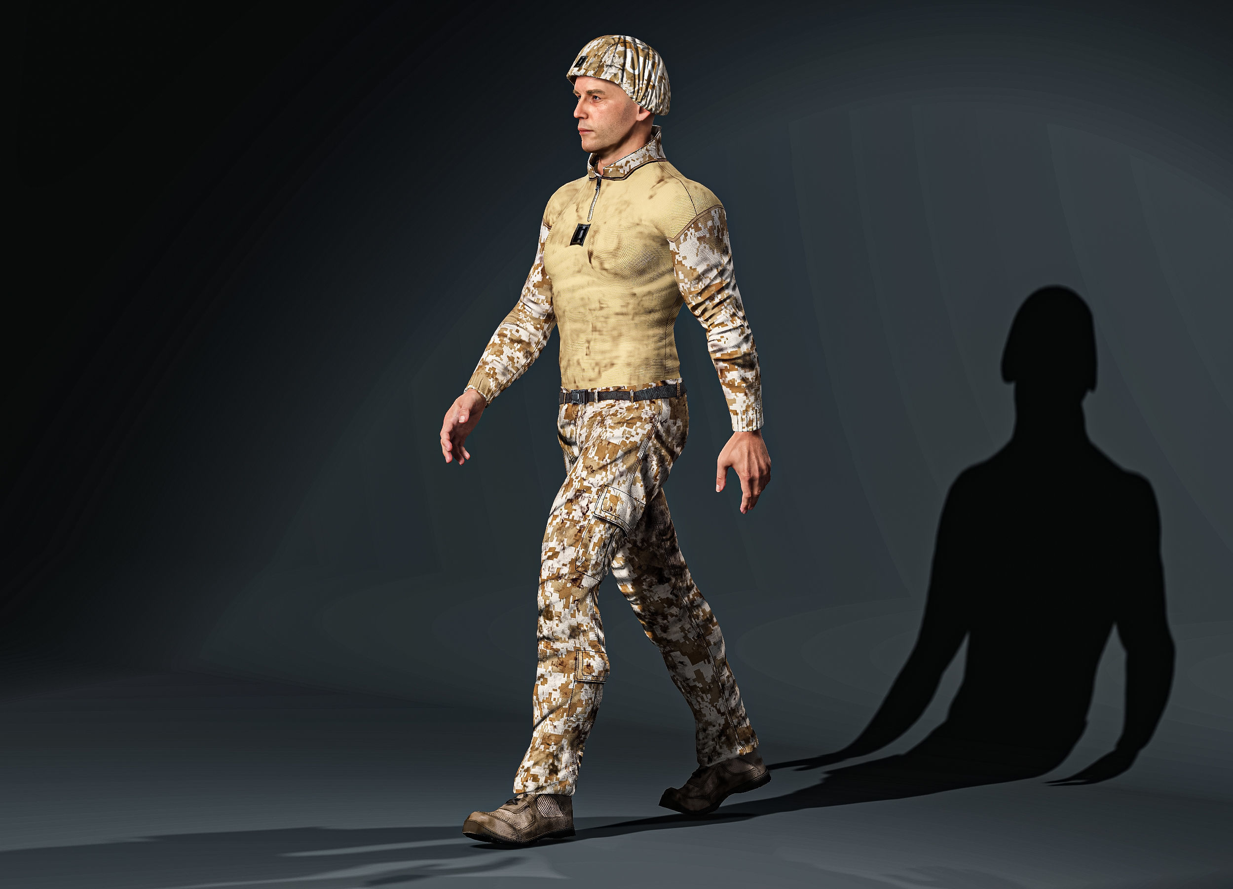 3D model High Quality Realistic Soldier Sand 03 VR / AR / low-poly ...