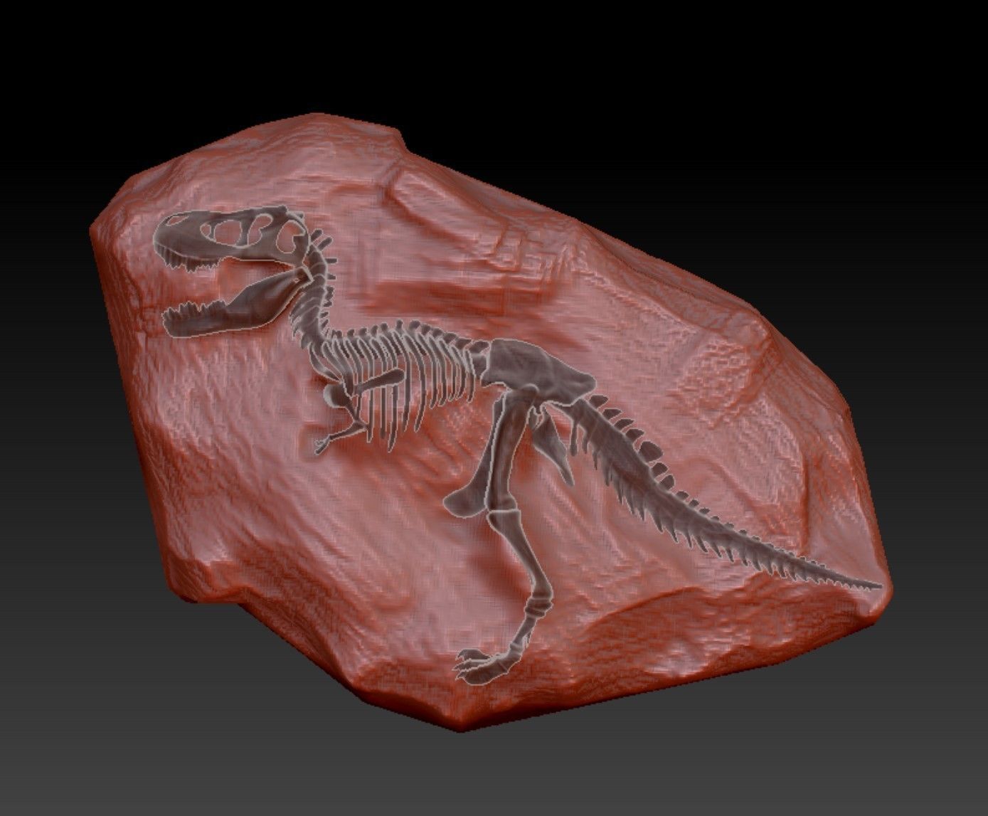 T-rex Fossil Rock - 3D Skeleton of Tyrannosaurus rex Dinosaur 3D model ...