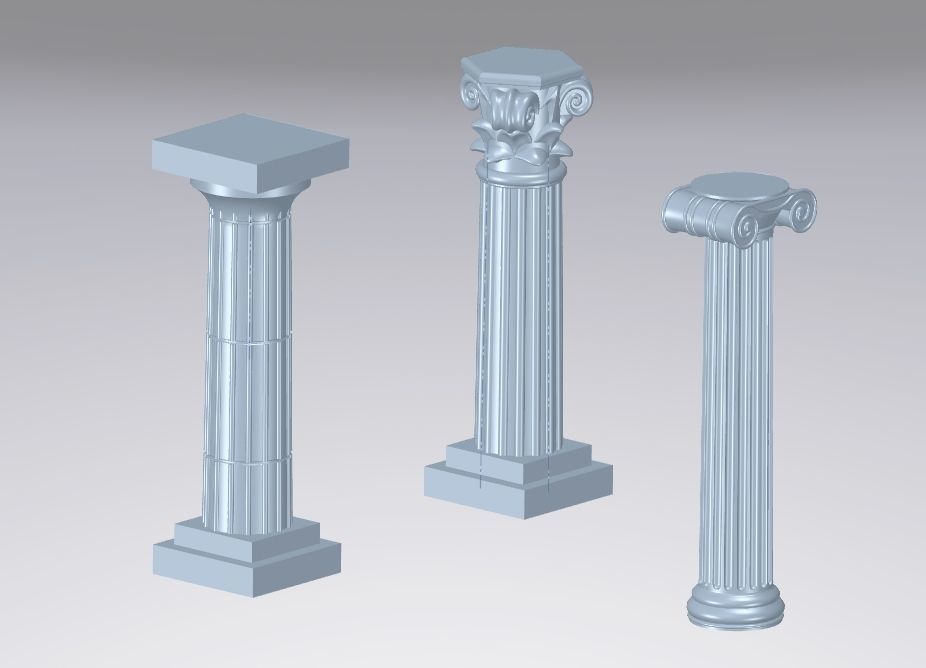 The 3 GREEK Columns - Pillar Orders Doric - ionic - Corinthian 3D model 3D printable | CGTrader