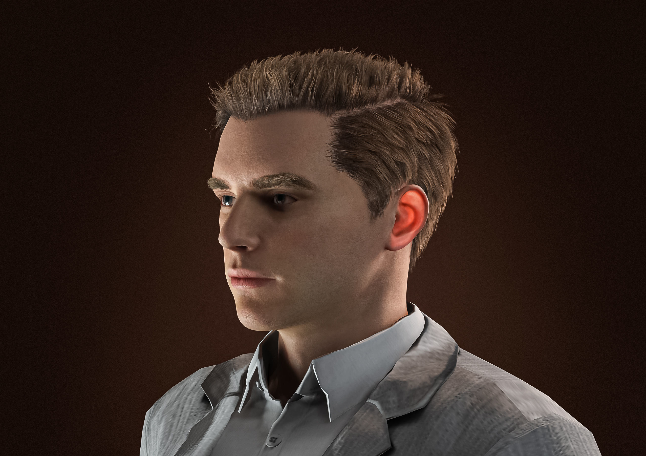 3D model High Quality Realistic Man in Grey Suit Jacket VR / AR / low ...