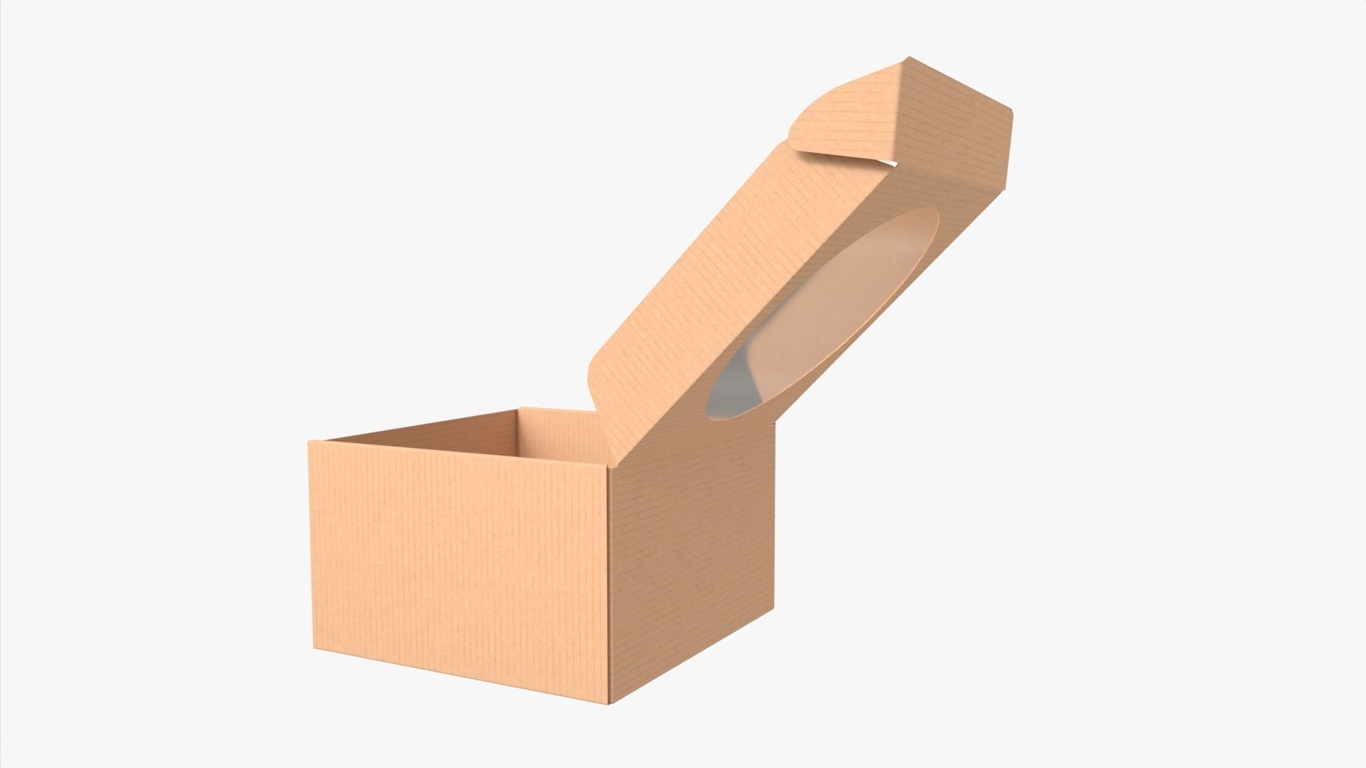 Corrugated Cardboard Box with Window 03 Open 3D model | CGTrader