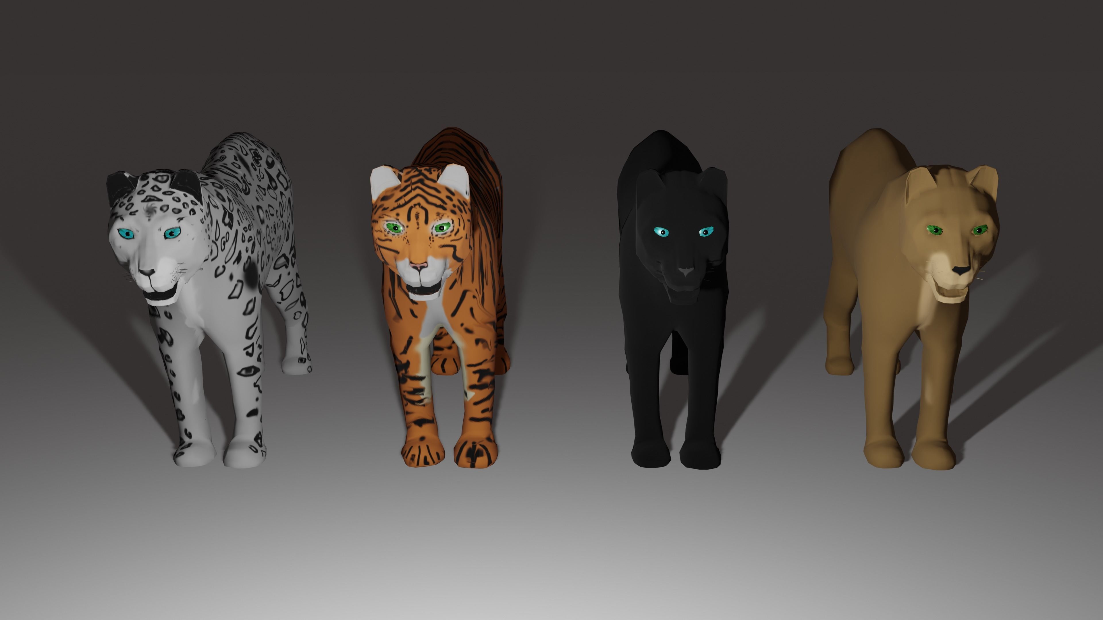 Big Cats collection lioness panther tiger and snow leopard 3D model ...