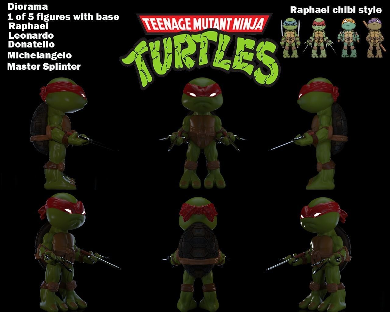 TMNT Raphael Fan art Chibi style Diorama 1 of 5 3D model 3D printable ...
