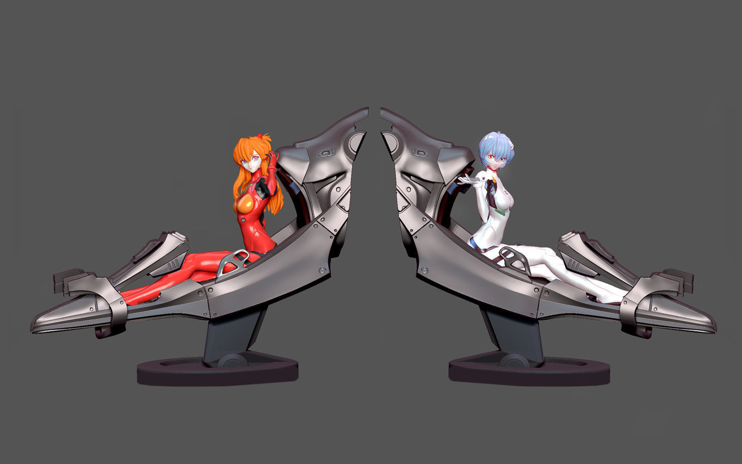 REI ASUKA COCKPIT PACK EVANGELION GIRL STATUE CUTE PRETTY ANIME 3D ...