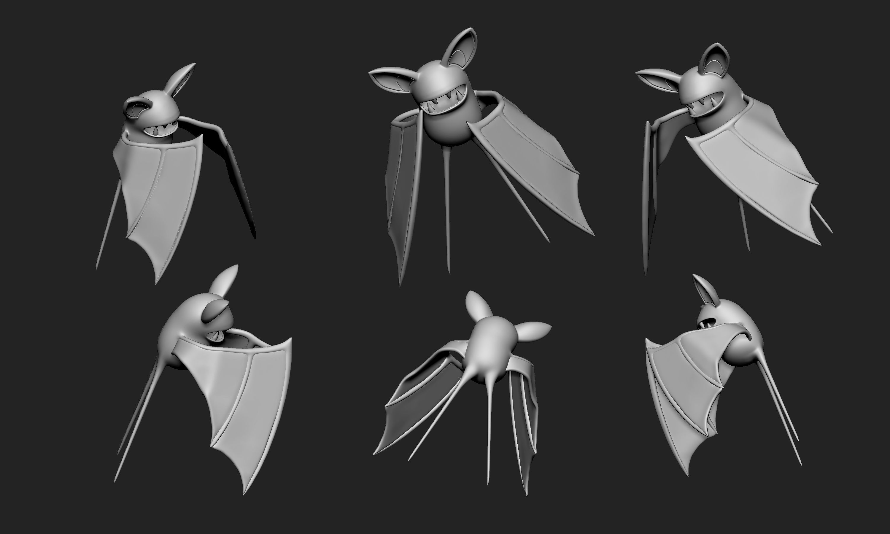 Pokemon - Zubat Golbat and Crobat with 2 poses 3D model 3D printable ...