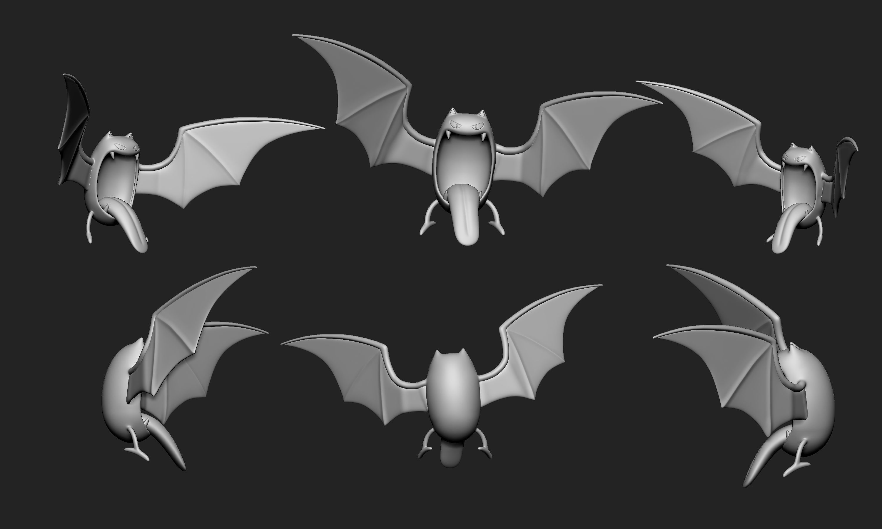 Pokemon - Zubat Golbat and Crobat with 2 poses 3D model 3D printable ...