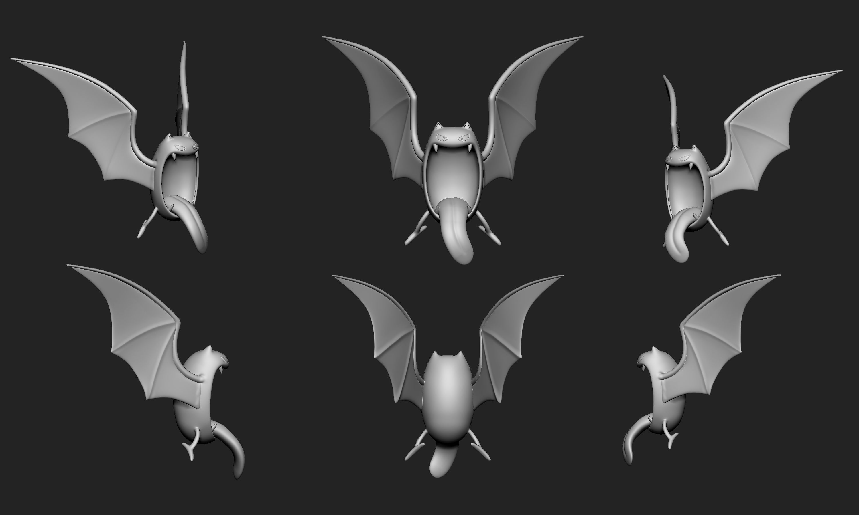 Pokemon - Zubat Golbat and Crobat with 2 poses 3D model 3D printable ...