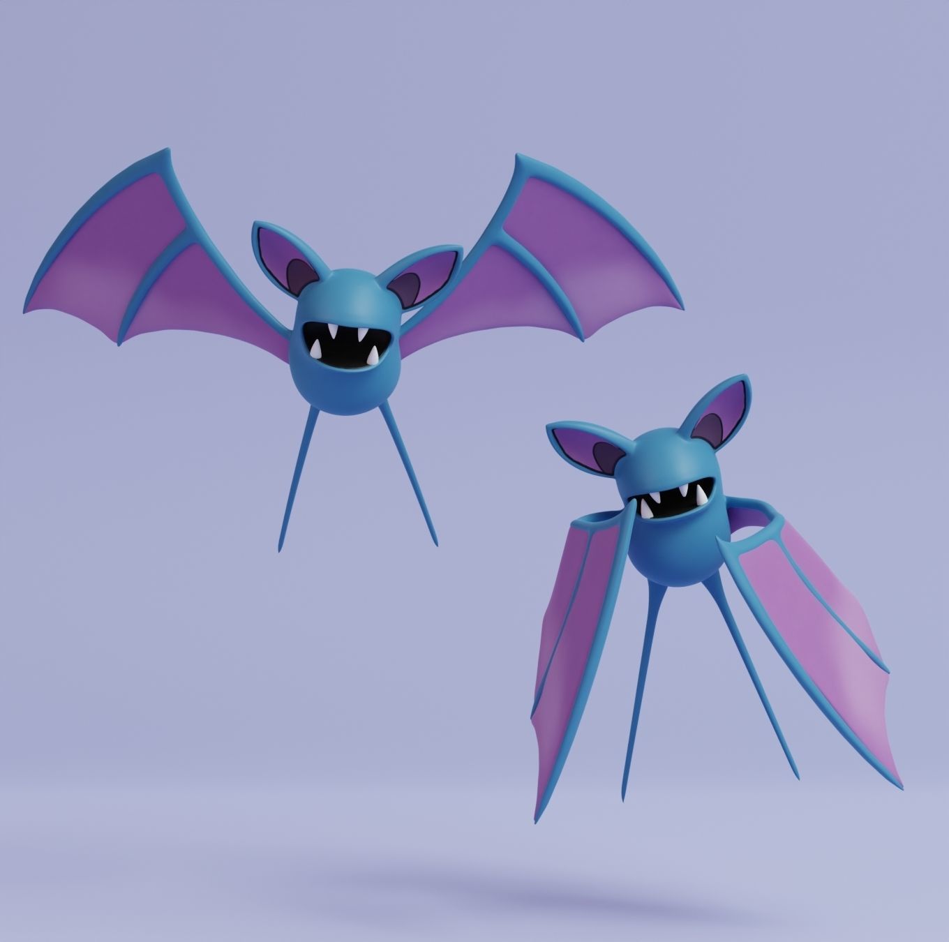 Pokemon - Zubat Golbat and Crobat with 2 poses 3D model 3D printable ...