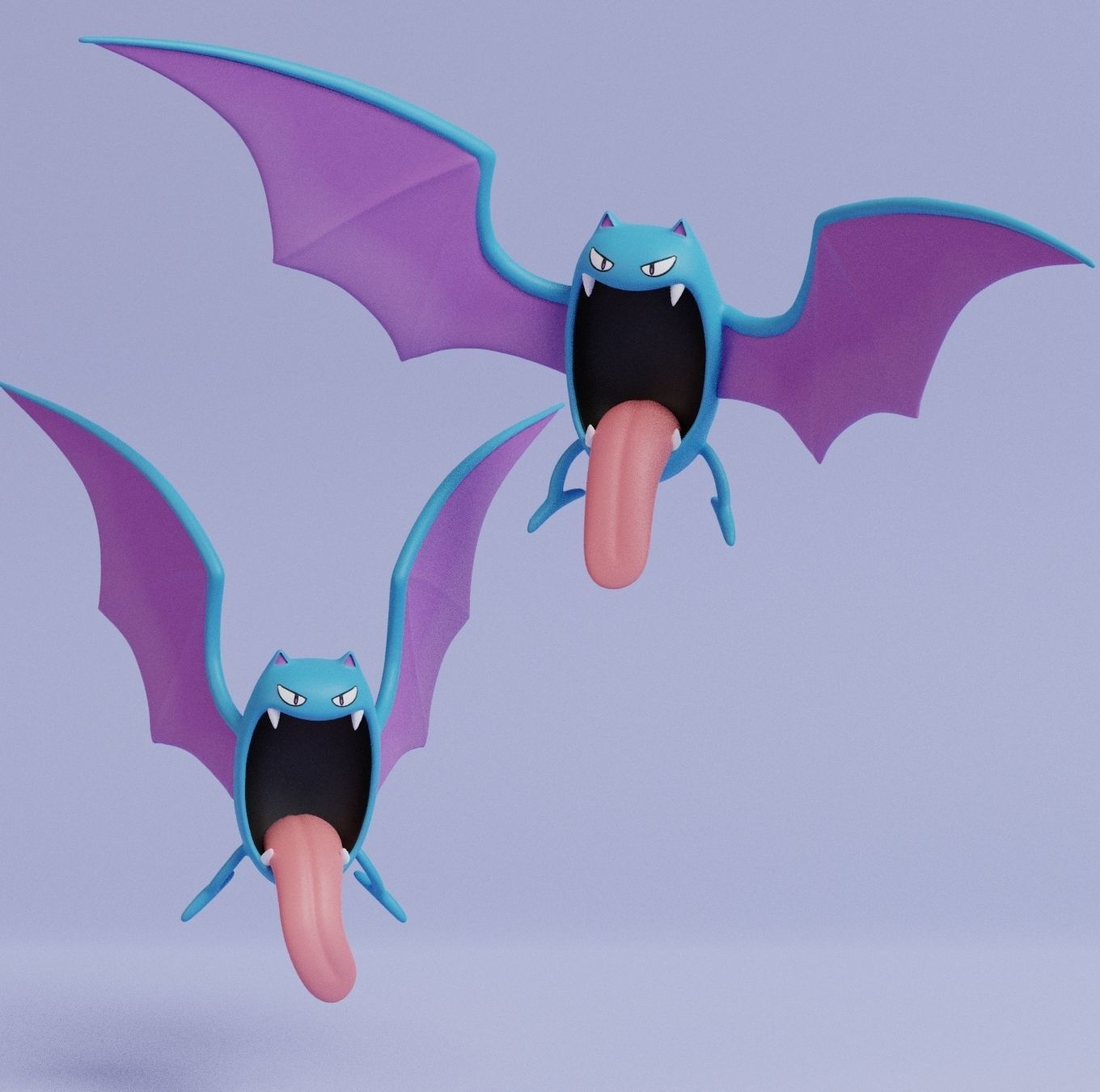 Pokemon - Zubat Golbat and Crobat with 2 poses 3D model 3D printable ...