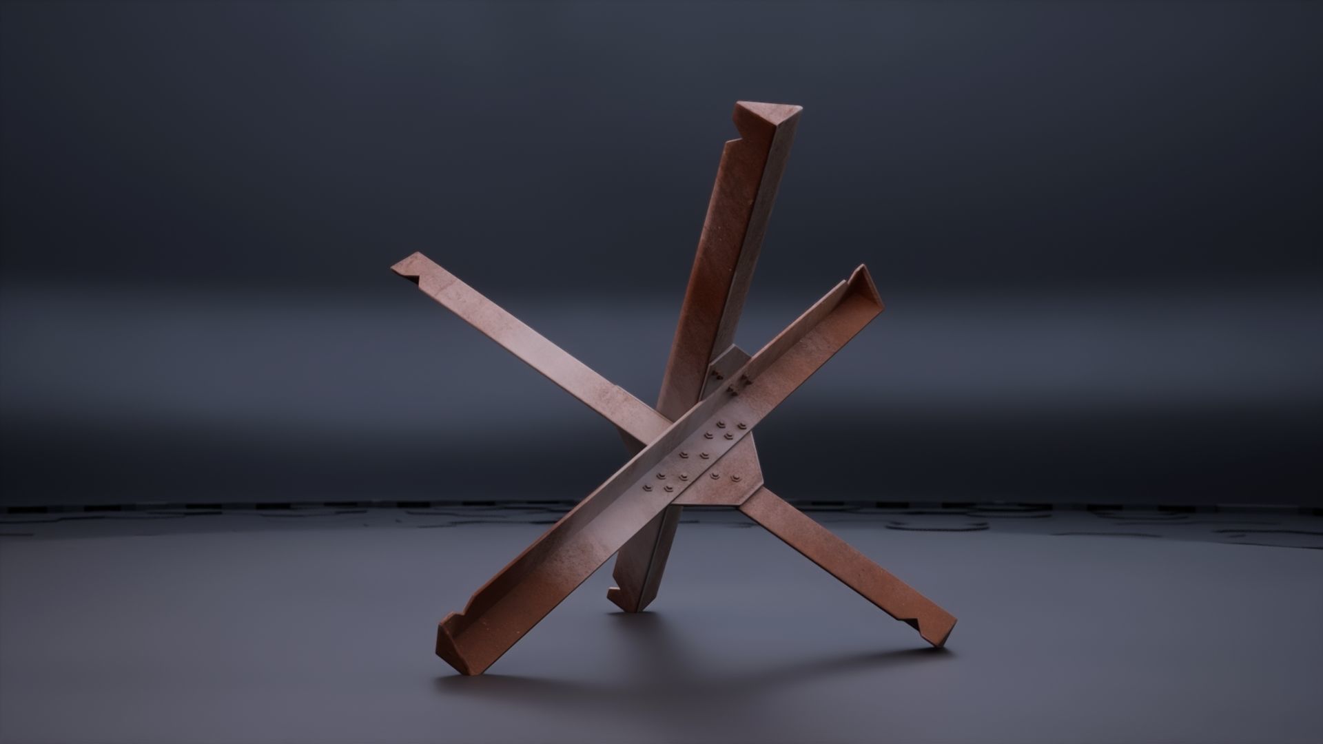 3D model Military Czech hedgehog - anti-tank barrier VR / AR / low-poly ...