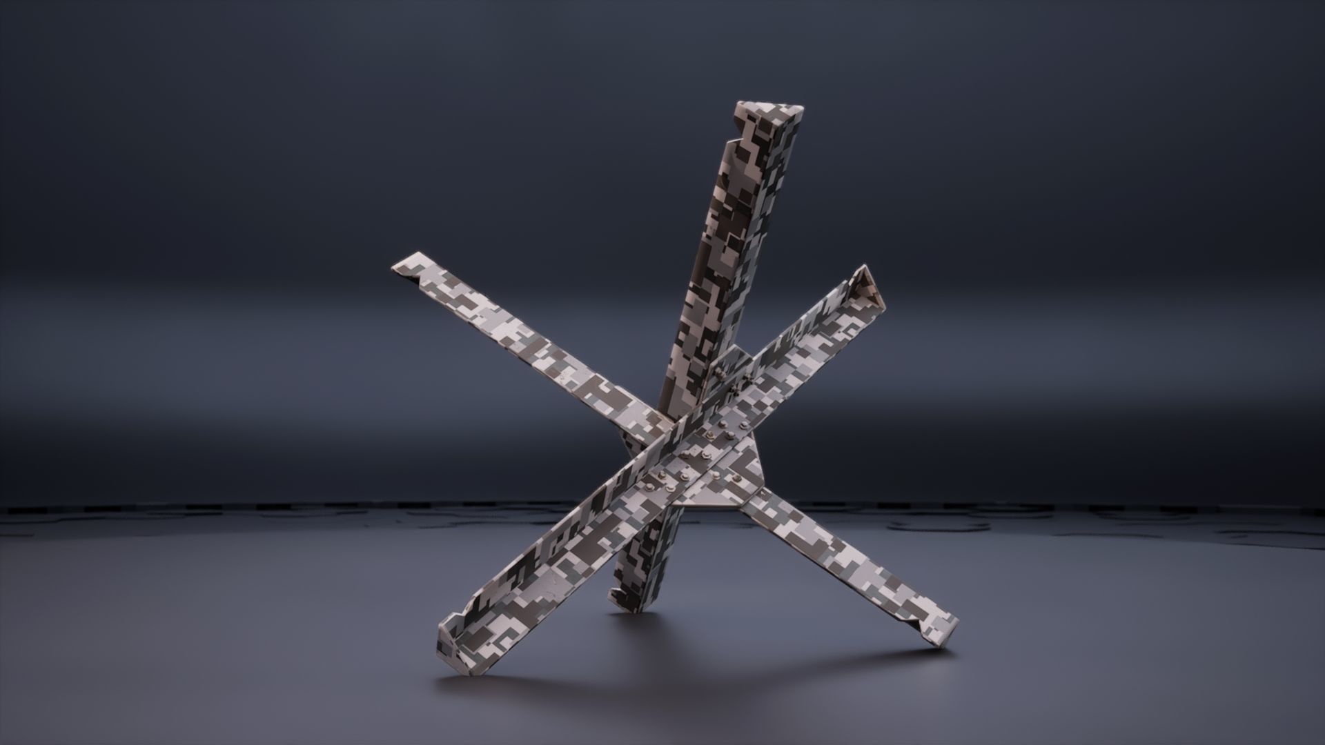 3D model Military Czech hedgehog - anti-tank barrier VR / AR / low-poly ...