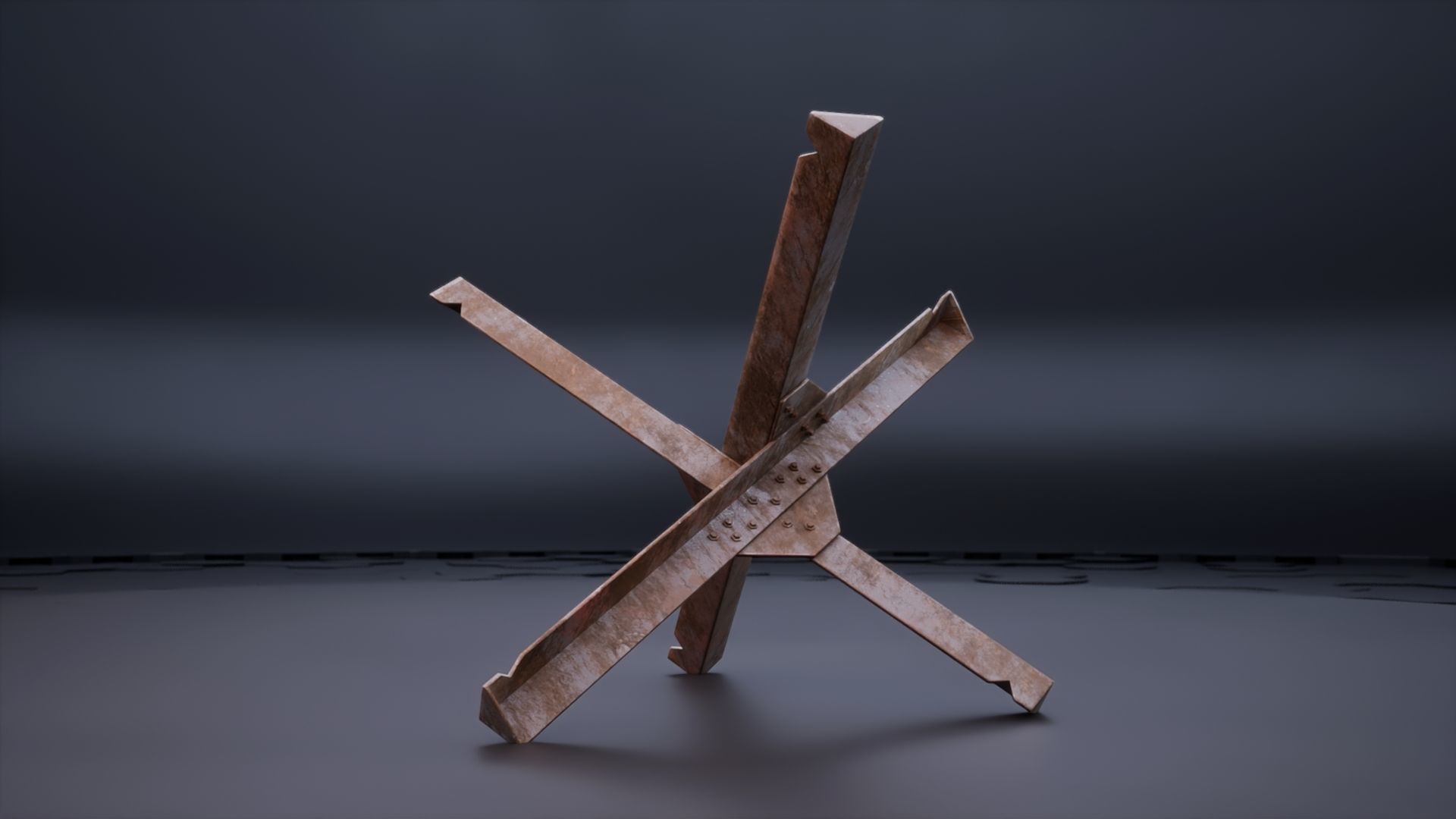 3D model Military Czech hedgehog - anti-tank barrier VR / AR / low-poly ...