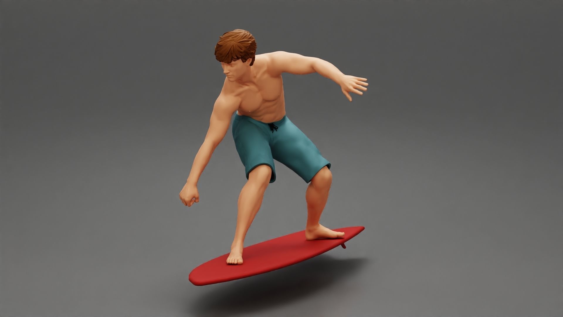 Surfer man on surfboard riding the wave 3D model 3D printable | CGTrader