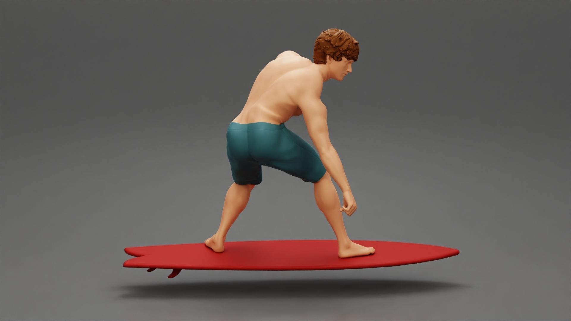 Surfer man on surfboard riding the wave 3D model 3D printable | CGTrader