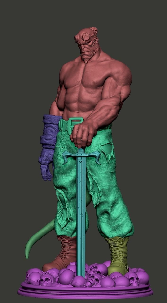 Hellboy 3D Print statue of demon holding sword 3D model 3D printable ...