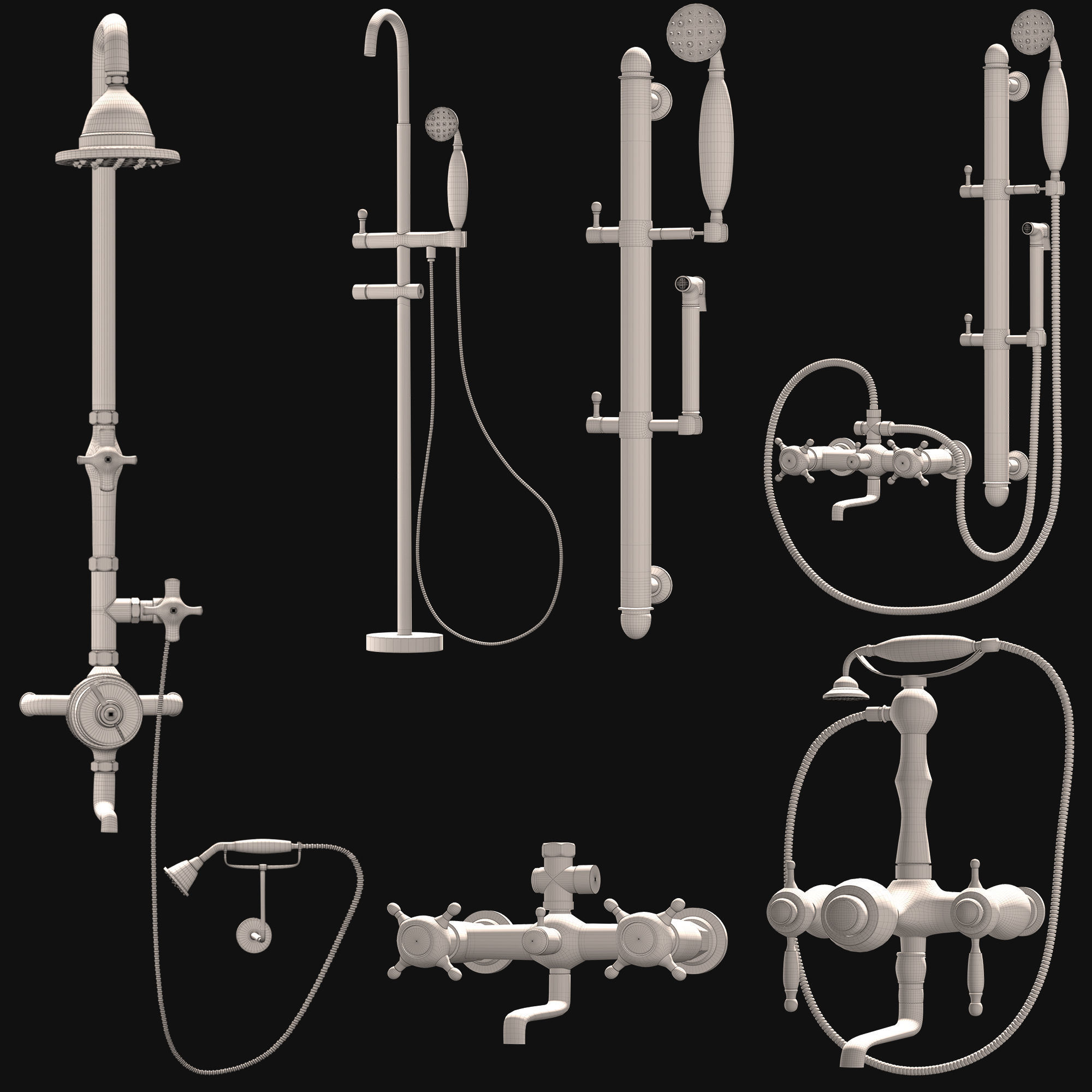 collection of types Faucets and showers 3D model | CGTrader