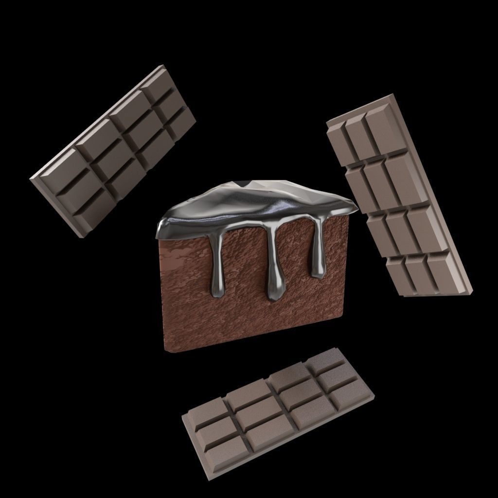 3D model Chocolate Cake and Chocolate Bar Low Polygon VR / AR / low ...