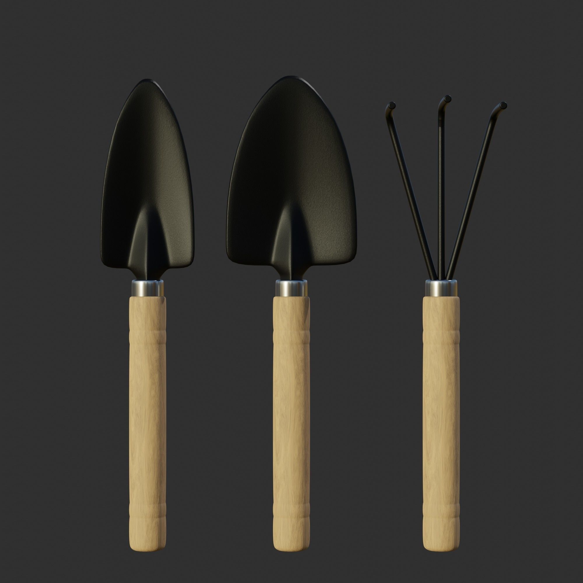 A Gardening Tool Set - 2 Trowels and 1 Cultivator free VR / AR / low ...
