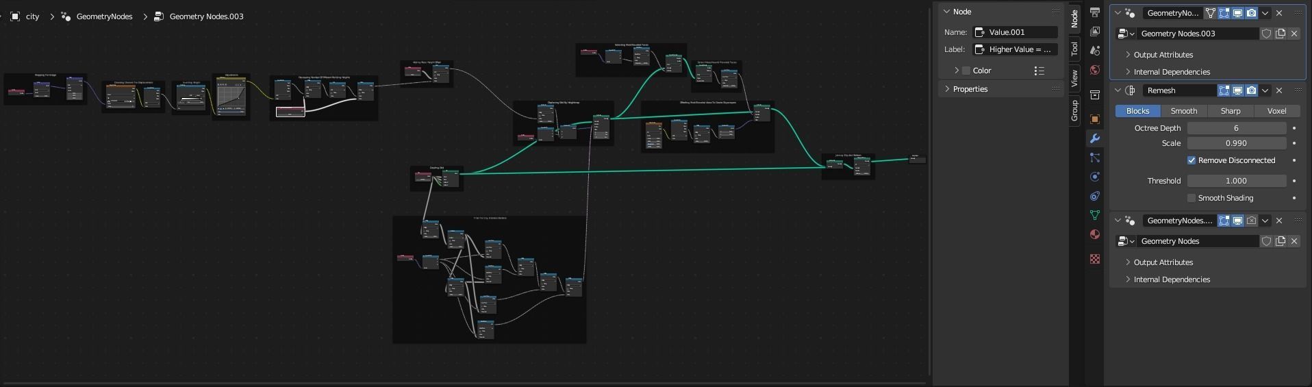 Sci-fi city from heightmap generator Blender Geometry Nodes 3D model ...