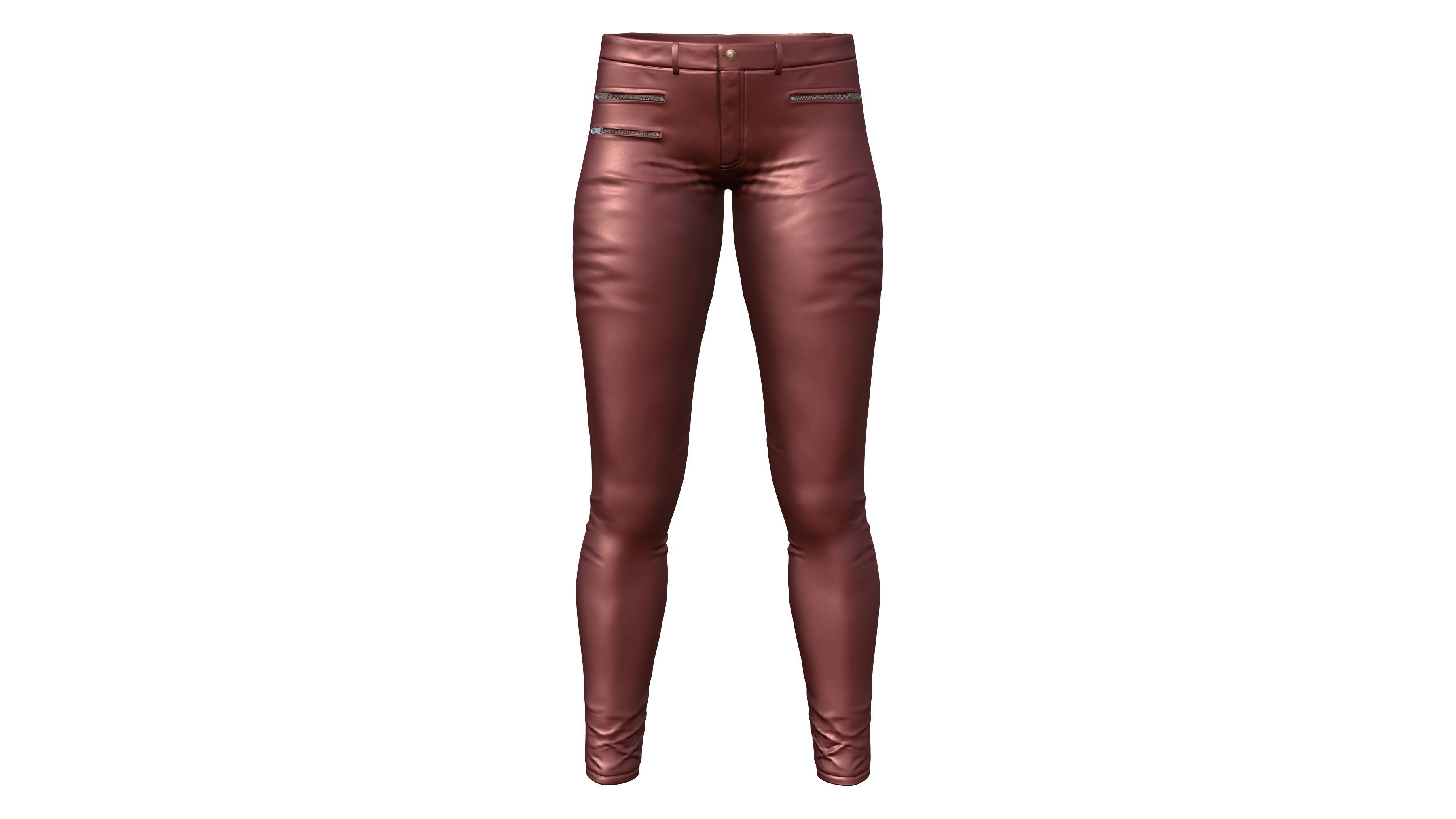 3D model Red Metallic Leather Tight Fit Pants VR / AR / low-poly | CGTrader