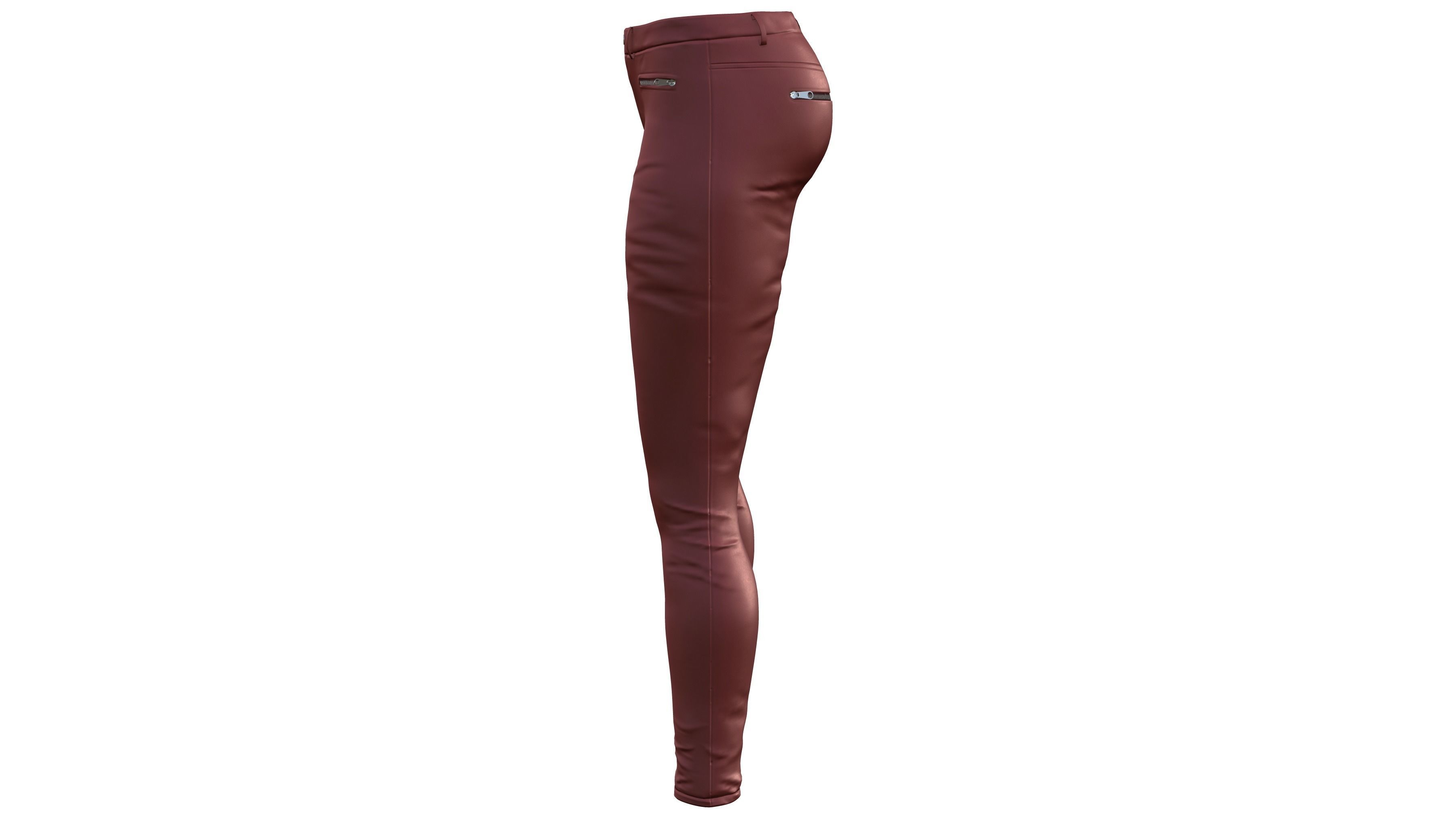 3D model Red Metallic Leather Tight Fit Pants VR / AR / low-poly | CGTrader