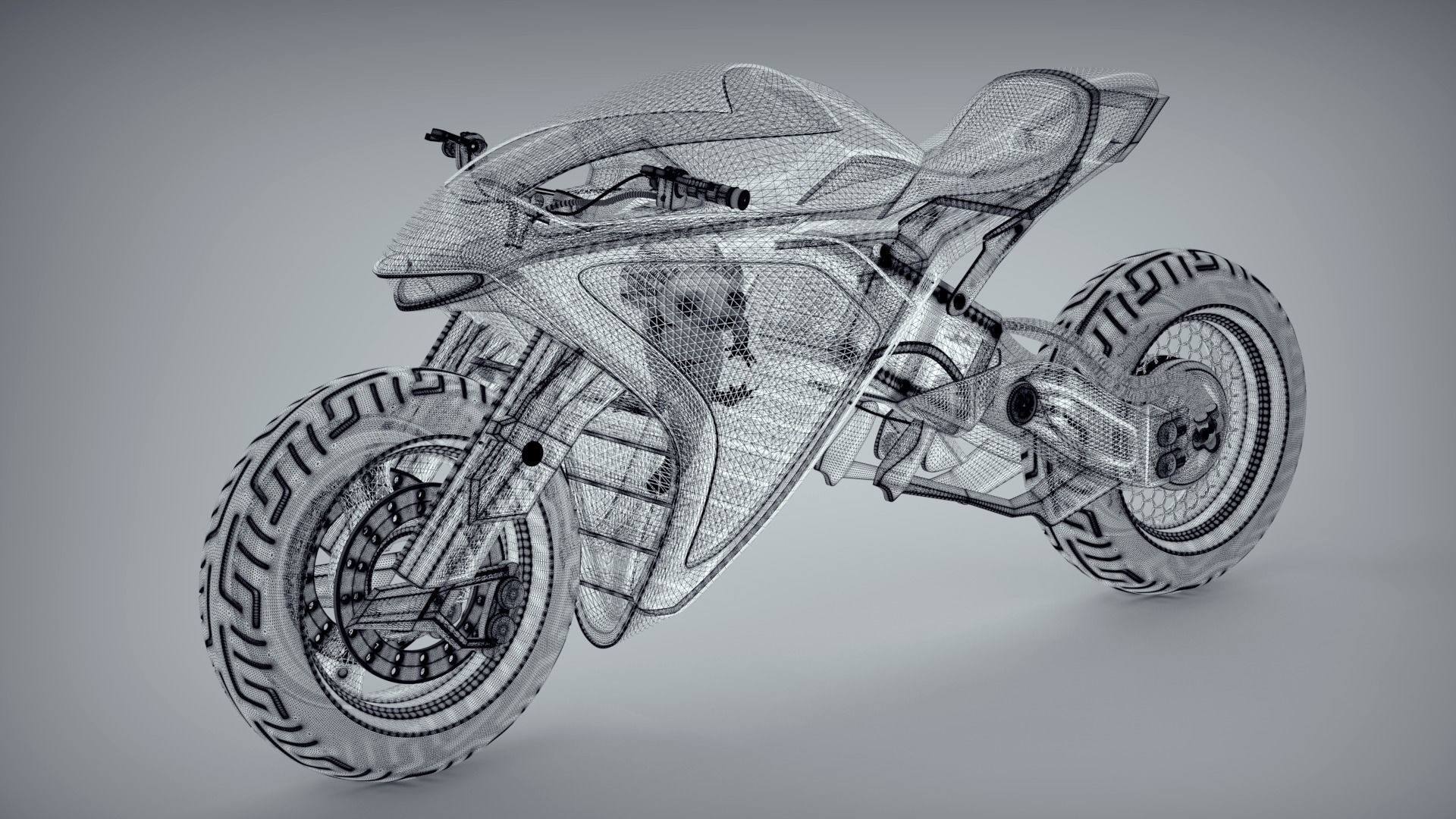 Scifi moto Sport Bike tech motorcycle futuristic concept turbos 3D ...