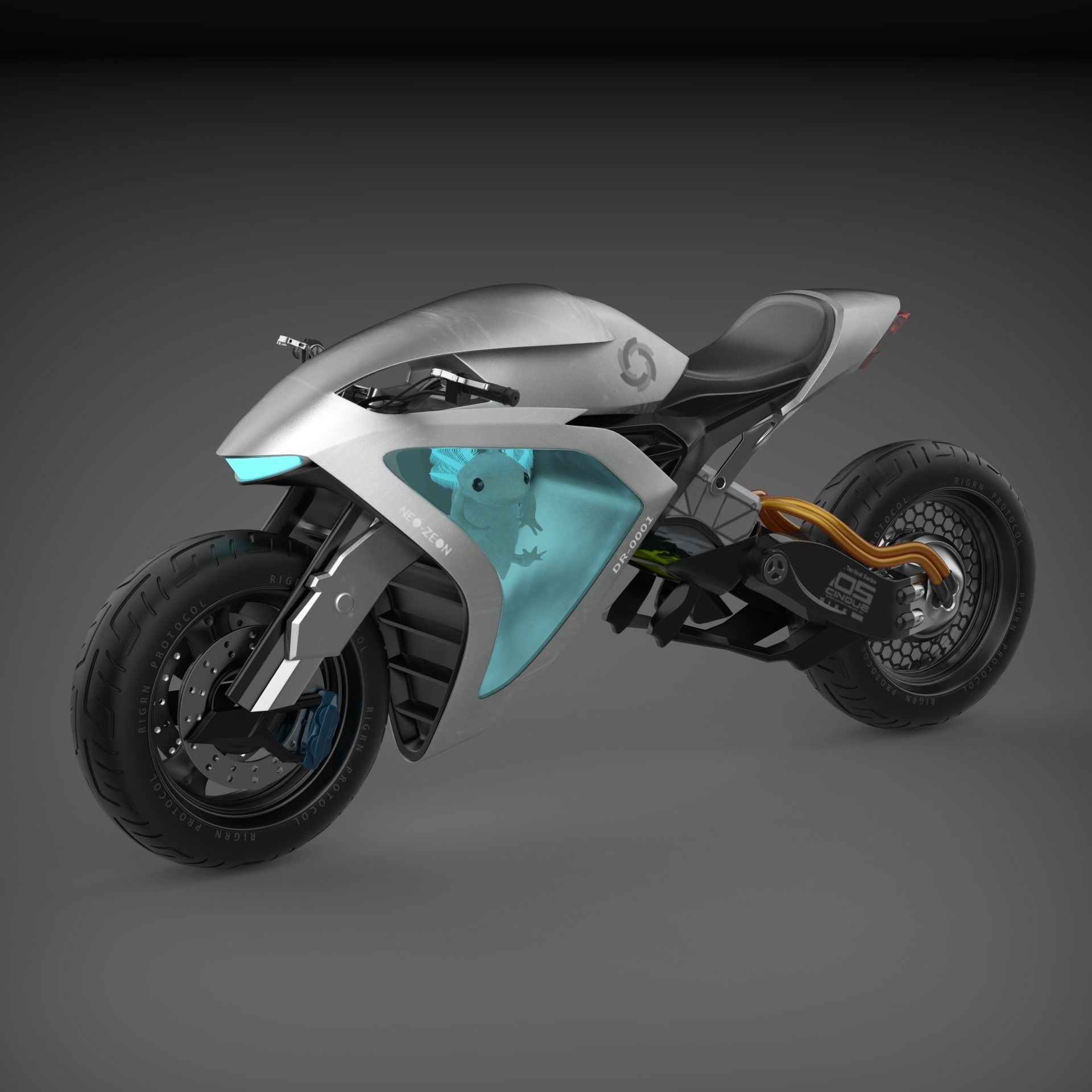 Scifi moto Sport Bike tech motorcycle futuristic concept turbos 3D ...