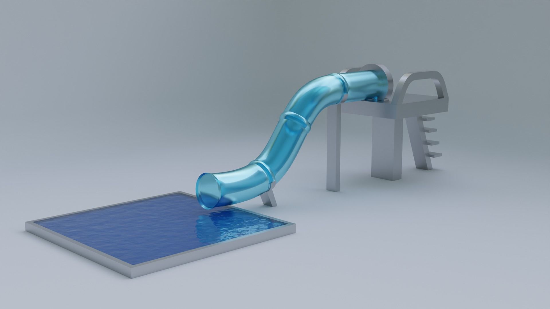 Small blue water slide 3D model 3D model | CGTrader