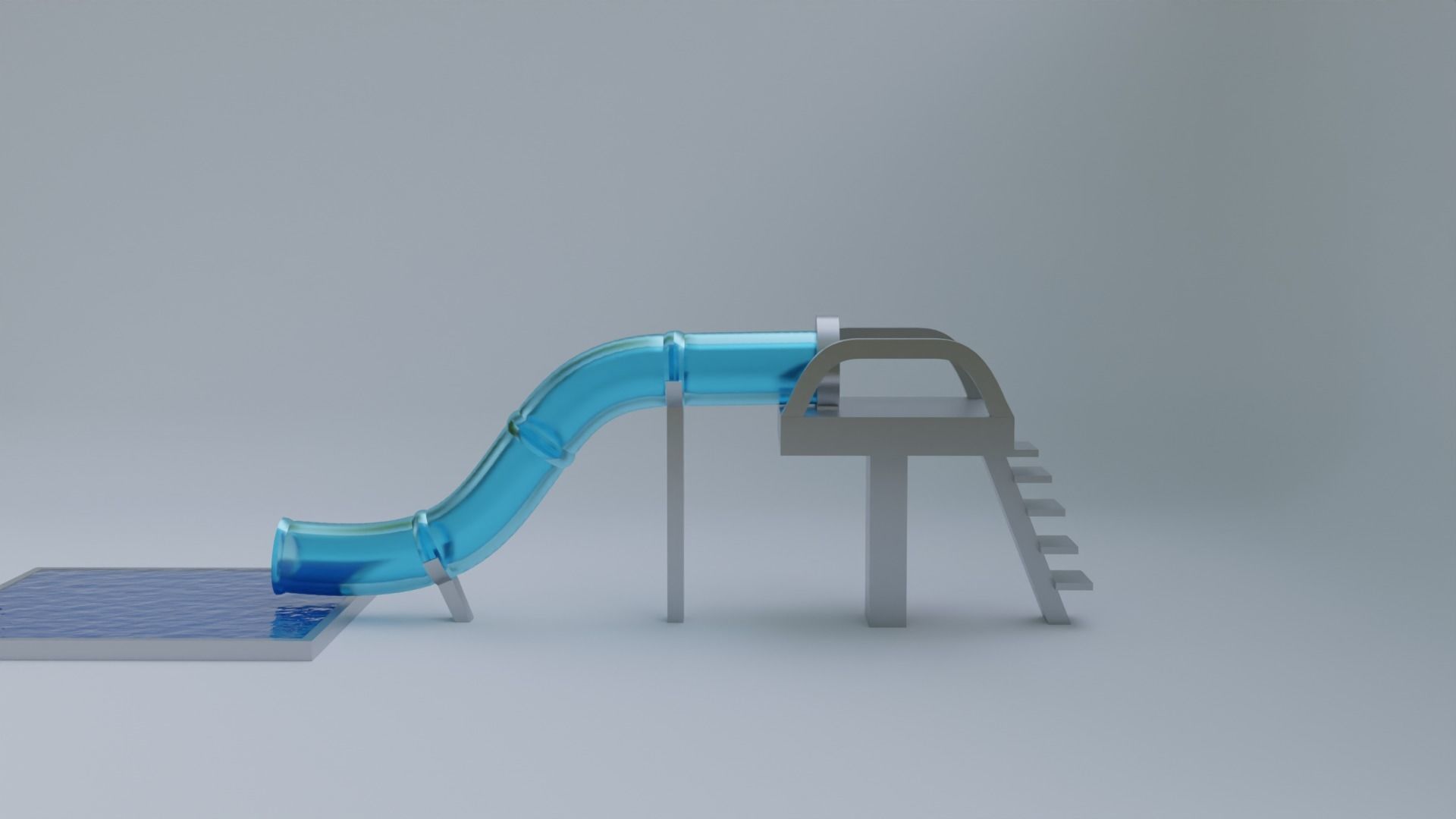 Small blue water slide 3D model 3D model | CGTrader