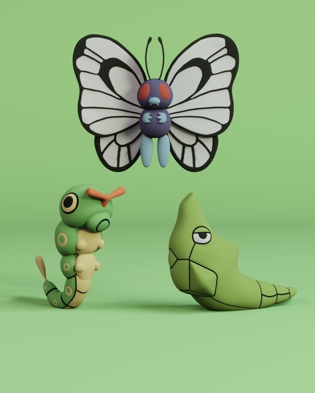 Caterpie Evolution line 3D model 3D printable | CGTrader