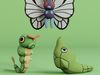 Caterpie Evolution line 3D model 3D printable | CGTrader