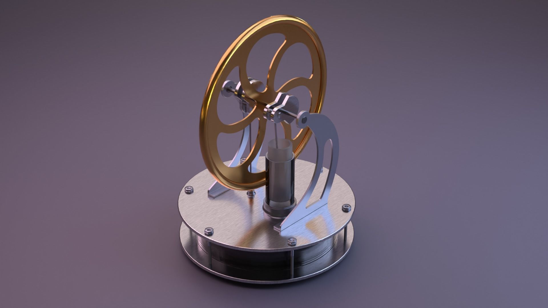 Stirling Motor free 3D model animated rigged | CGTrader