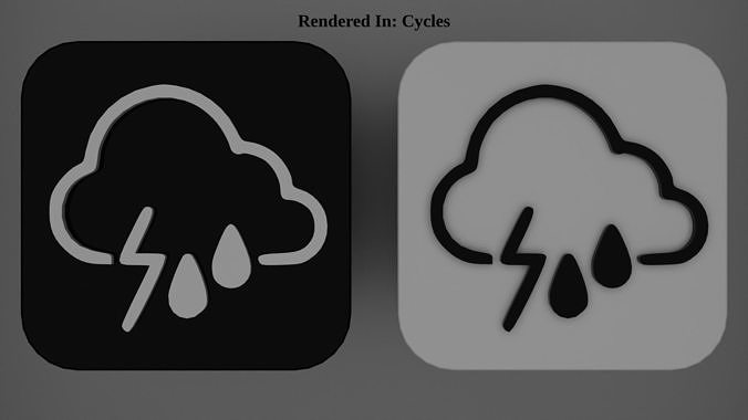 3D model Weather Icon 03 Black White edition VR / AR / low-poly | CGTrader