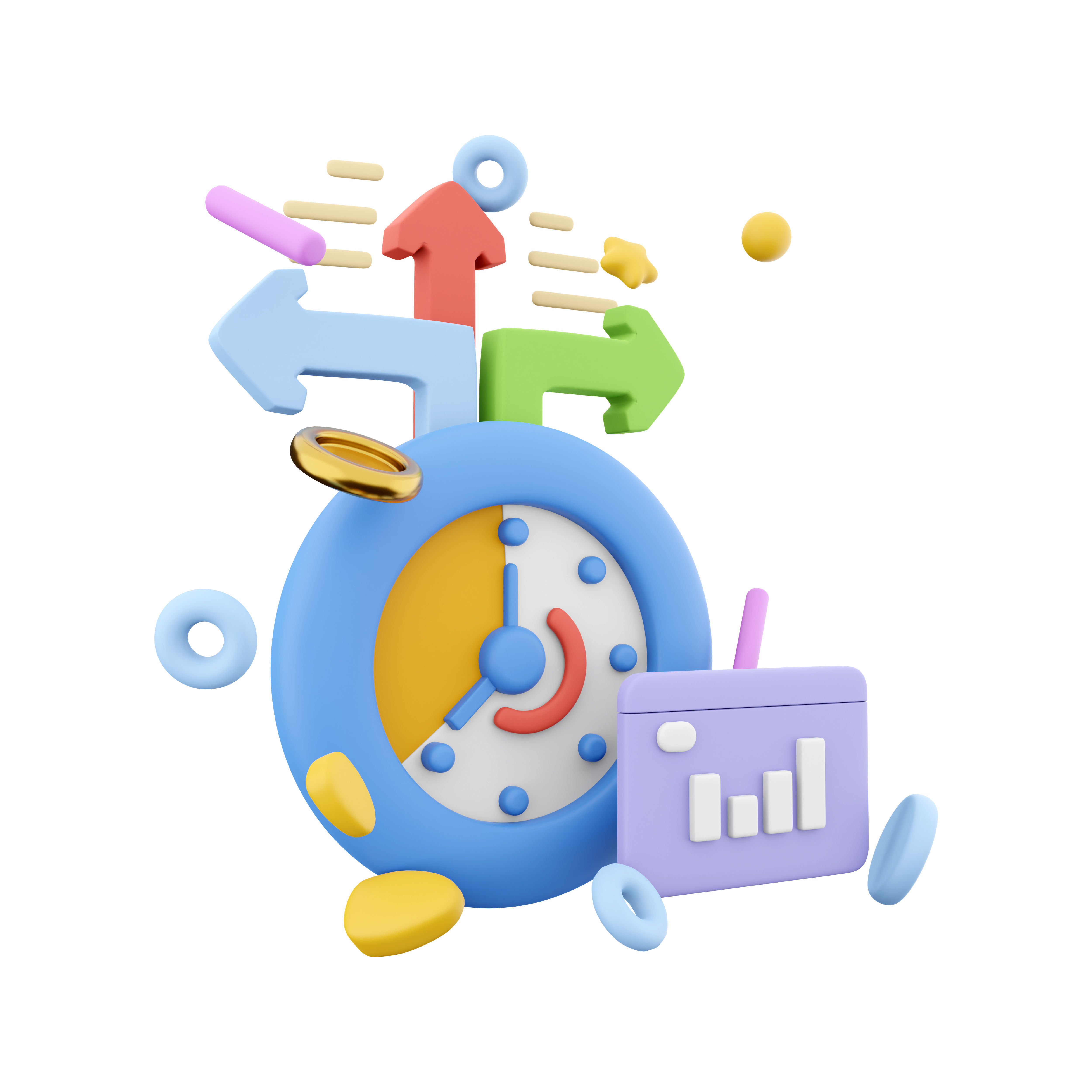 3d timer with growth histogram and arrows icon 3D model | CGTrader