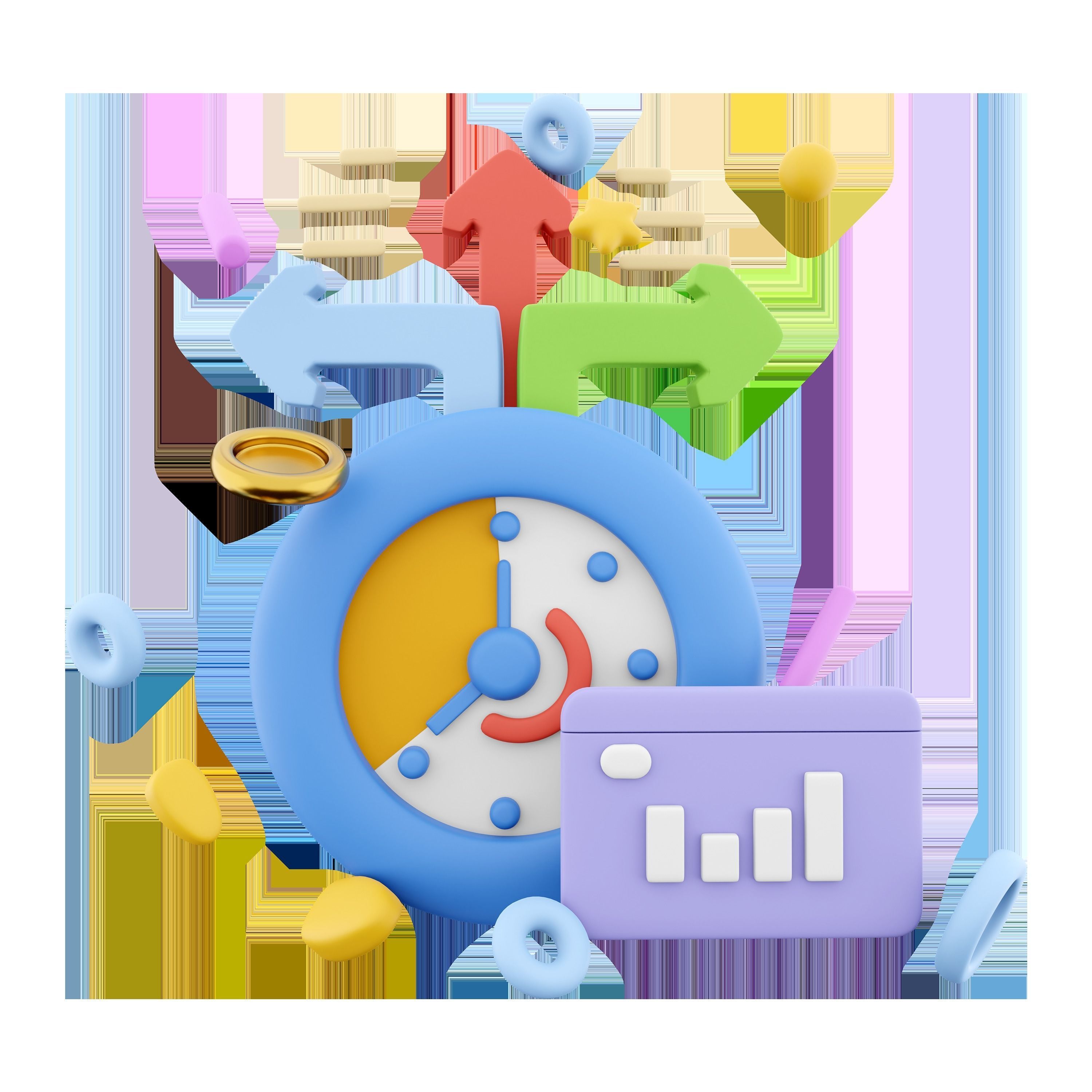 3d timer with growth histogram and arrows icon 3D model | CGTrader