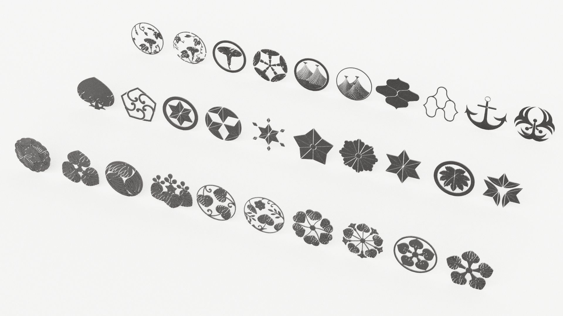 Traditional Japanese Emblems vol1 3D model | CGTrader