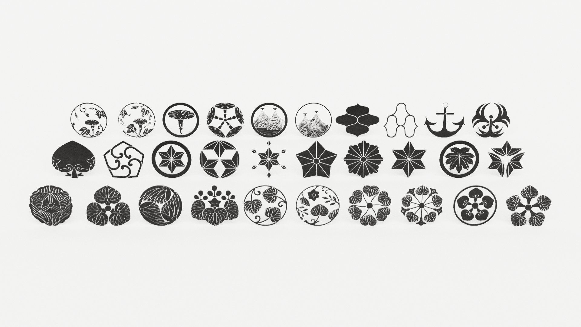 Traditional Japanese Emblems vol1 3D model | CGTrader